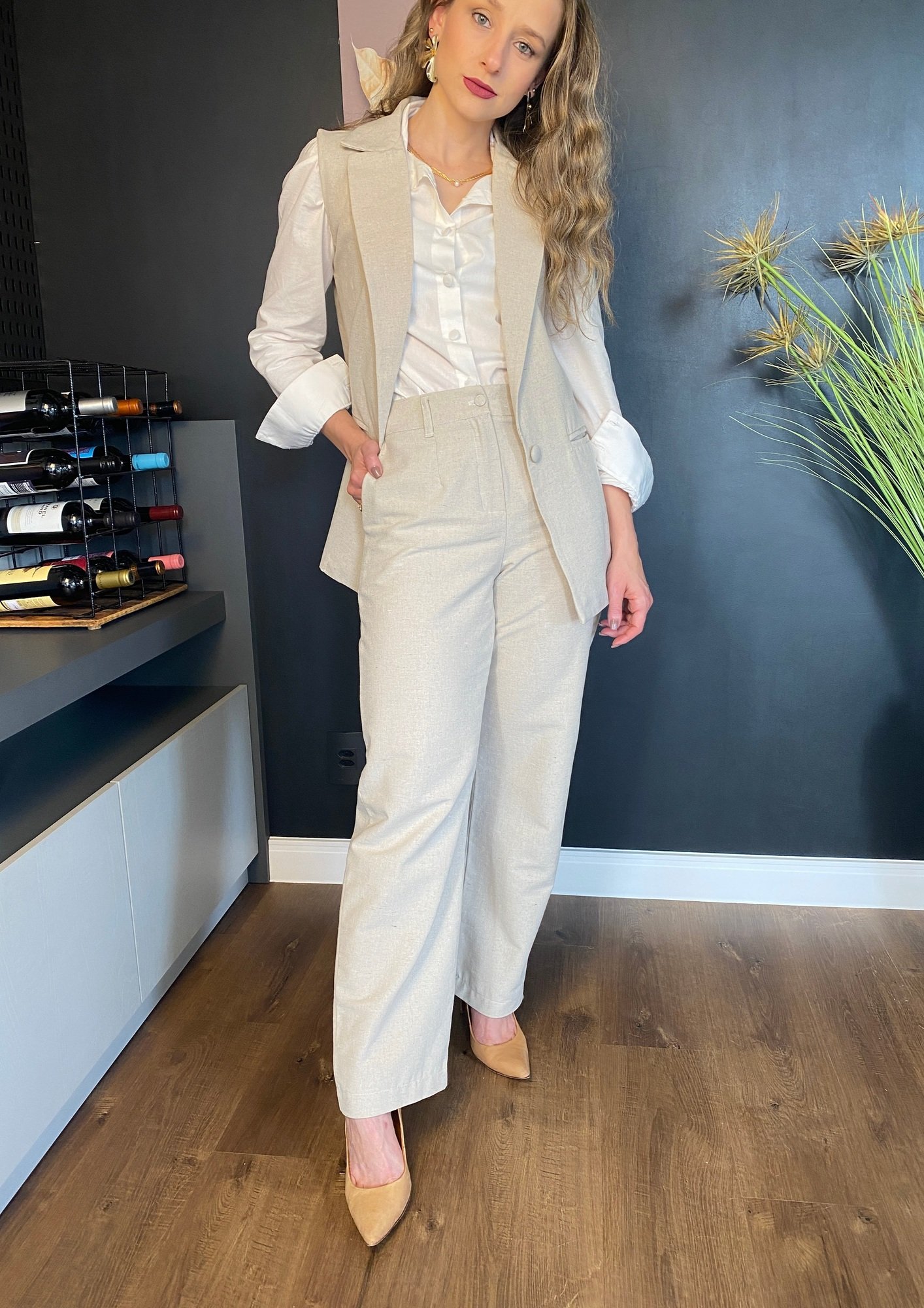 Max Colete de Linho - Linho Cru